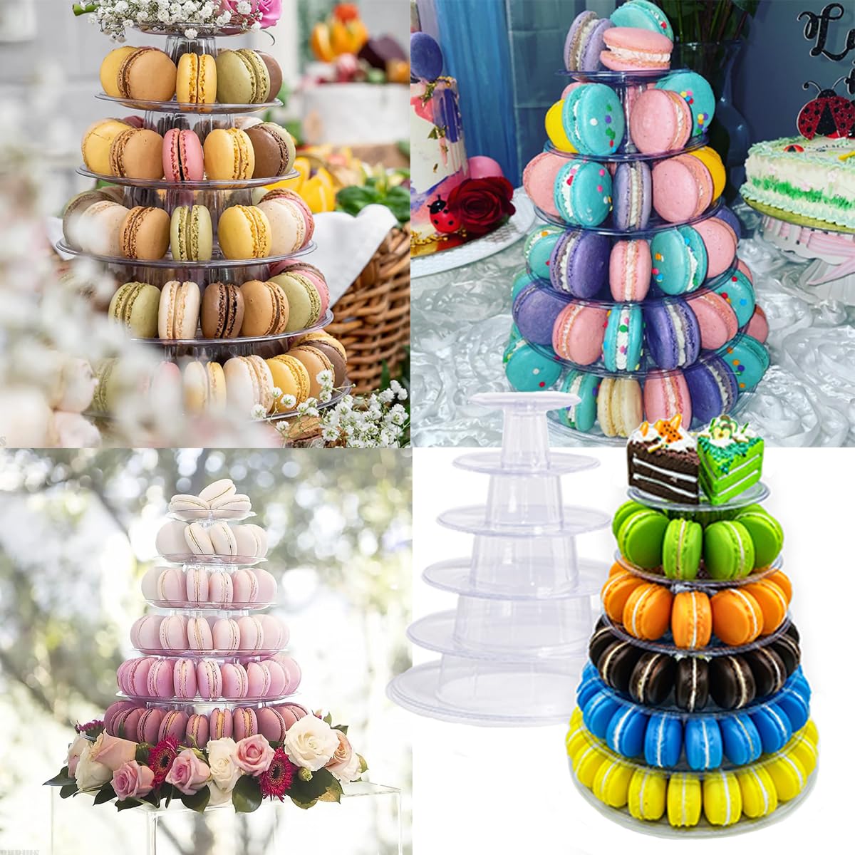 6/4/8/10 Layer Round Macaron Tower Stand Plastic Transparent Cake Stand ...