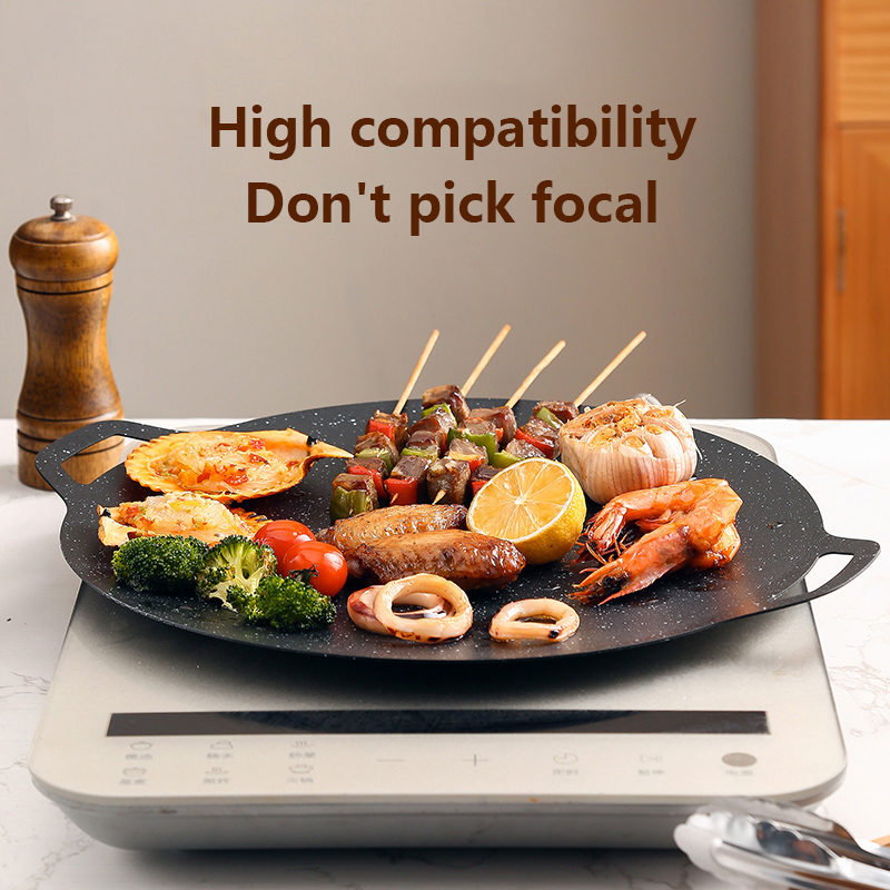 【Ready Stock】Cast Iron Grill Plate Thick Cast Iron Frying Pan Flat ...