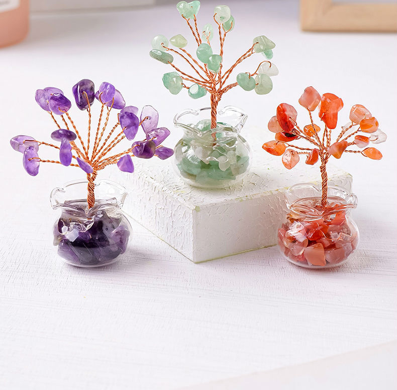 1 pc Mini Crystal Tree of Life in clear glass vase,Money Tree ...