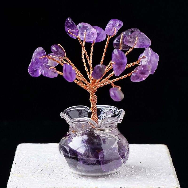 1 pc Mini Crystal Tree of Life in clear glass vase,Money Tree ...