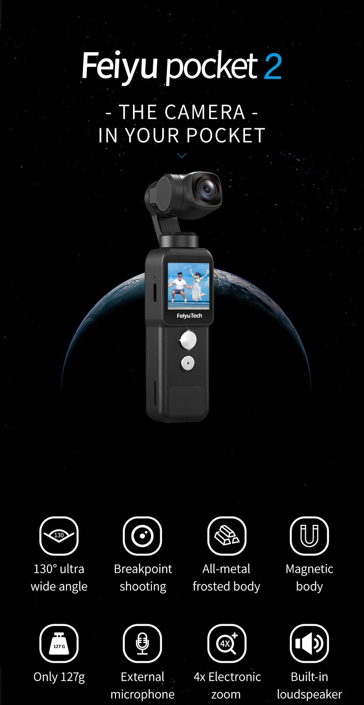 FeiyuTech official Pocket 2 Handheld 3-Axis Gimbal Stabilized 4K Video ...