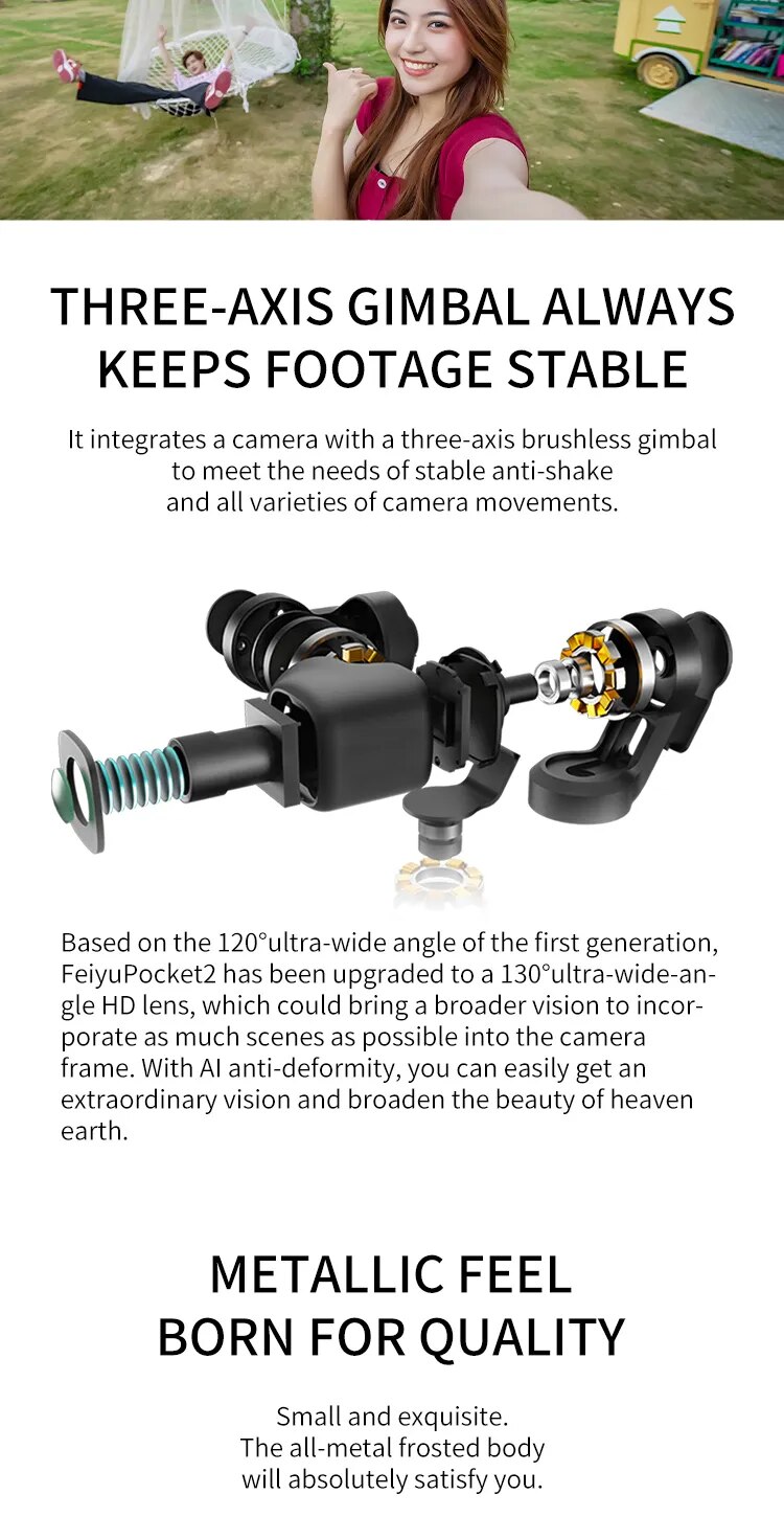 FeiyuTech official Pocket 2 Handheld 3-Axis Gimbal Stabilized 4K Video ...