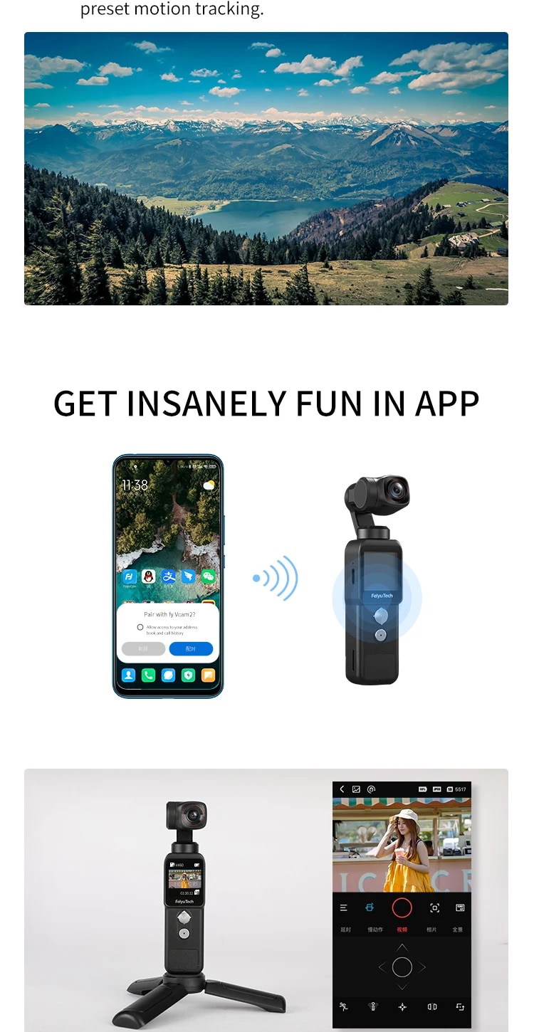 FeiyuTech official Pocket 2 Handheld 3-Axis Gimbal Stabilized 4K Video ...