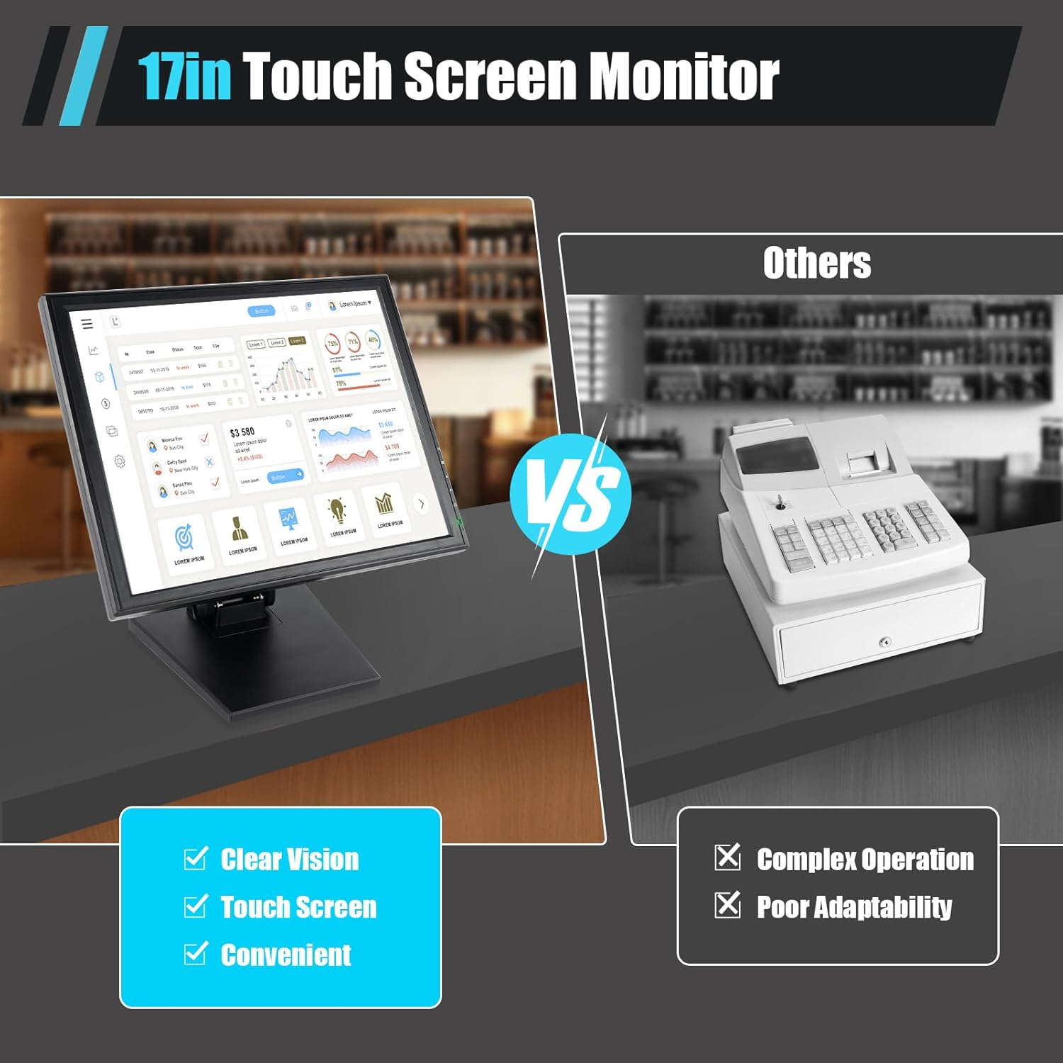 Touch screen computer monitor cash register capacitive industrial touch ...