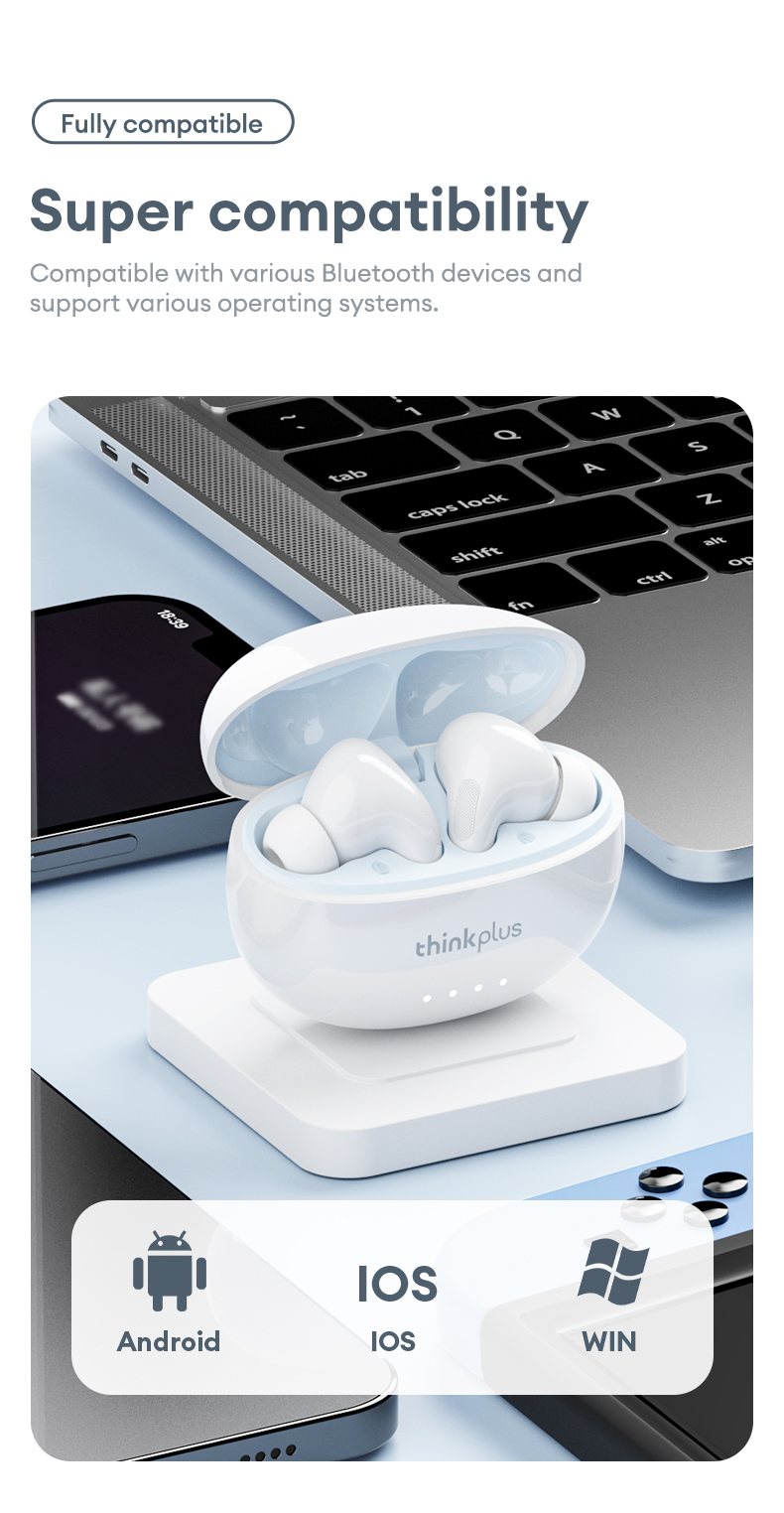 Lenovo LP5 Pro Bluetooth Earphone HIFI Stereo Sound Up to 18 Hours of ...