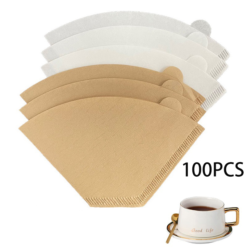 100Pcs Cone Coffee Filter 2-4 cup Natural Paper Disposable for Pour ...