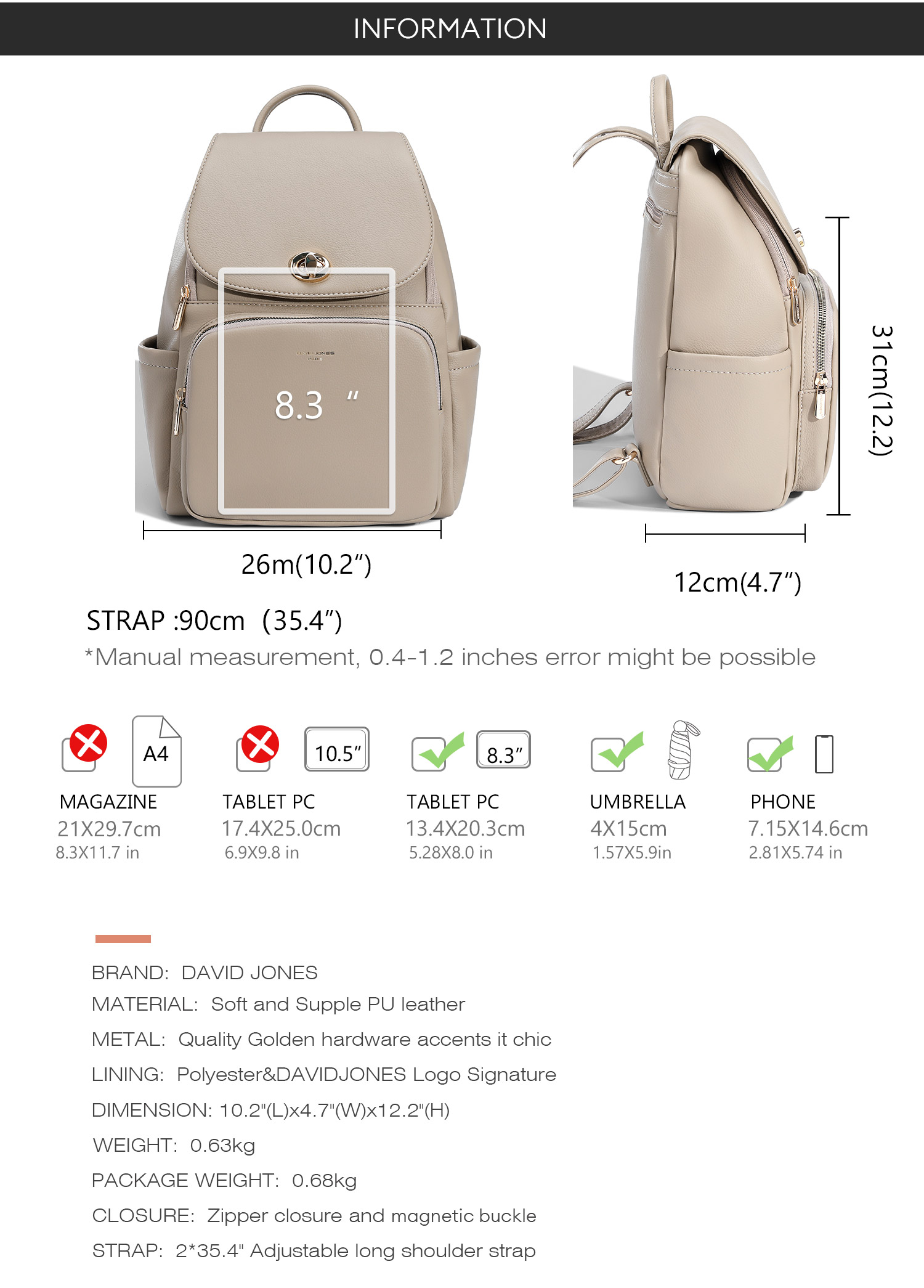 David Jones 2025 Spring Summer New Collection Designer Fashion Backpack Shoudler tassel Bag for ...