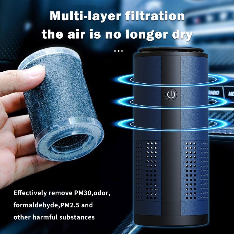 【In Stock】Car Air Purifier Ionizer USB Rechargeable Quiet Portable ...