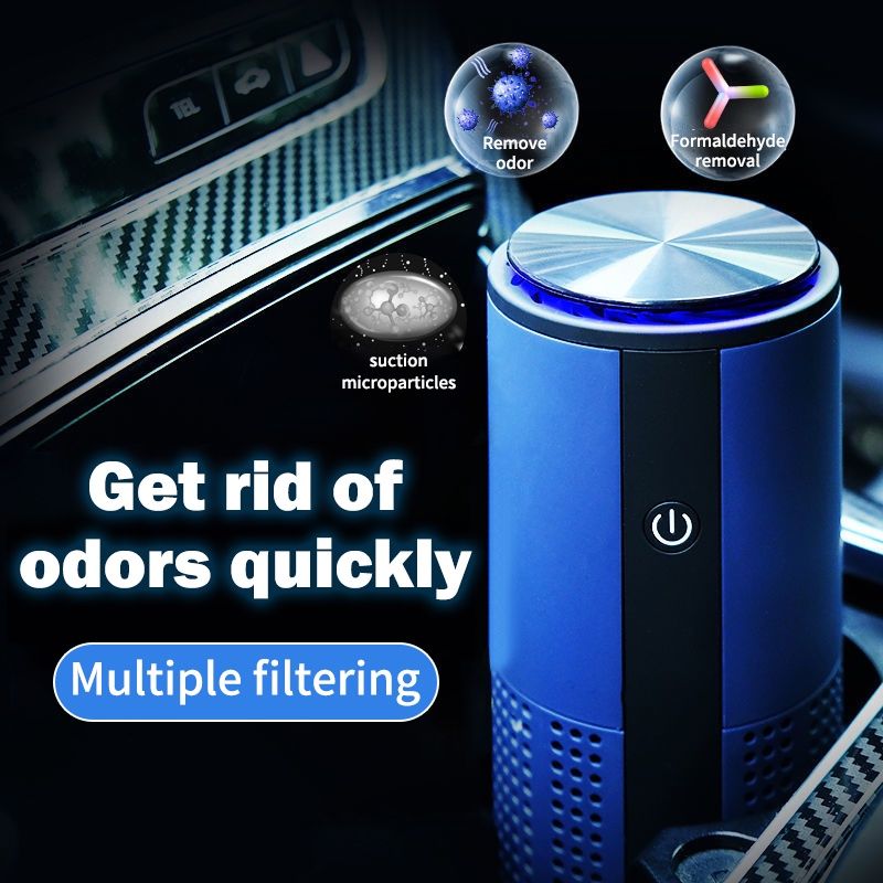 【In Stock】Car Air Purifier Ionizer USB Rechargeable Quiet Portable ...