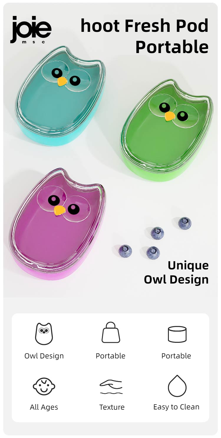 Joie Hoot Fresh Pod Portable Lunch Box Owl Fruit Snack Container Bento ...