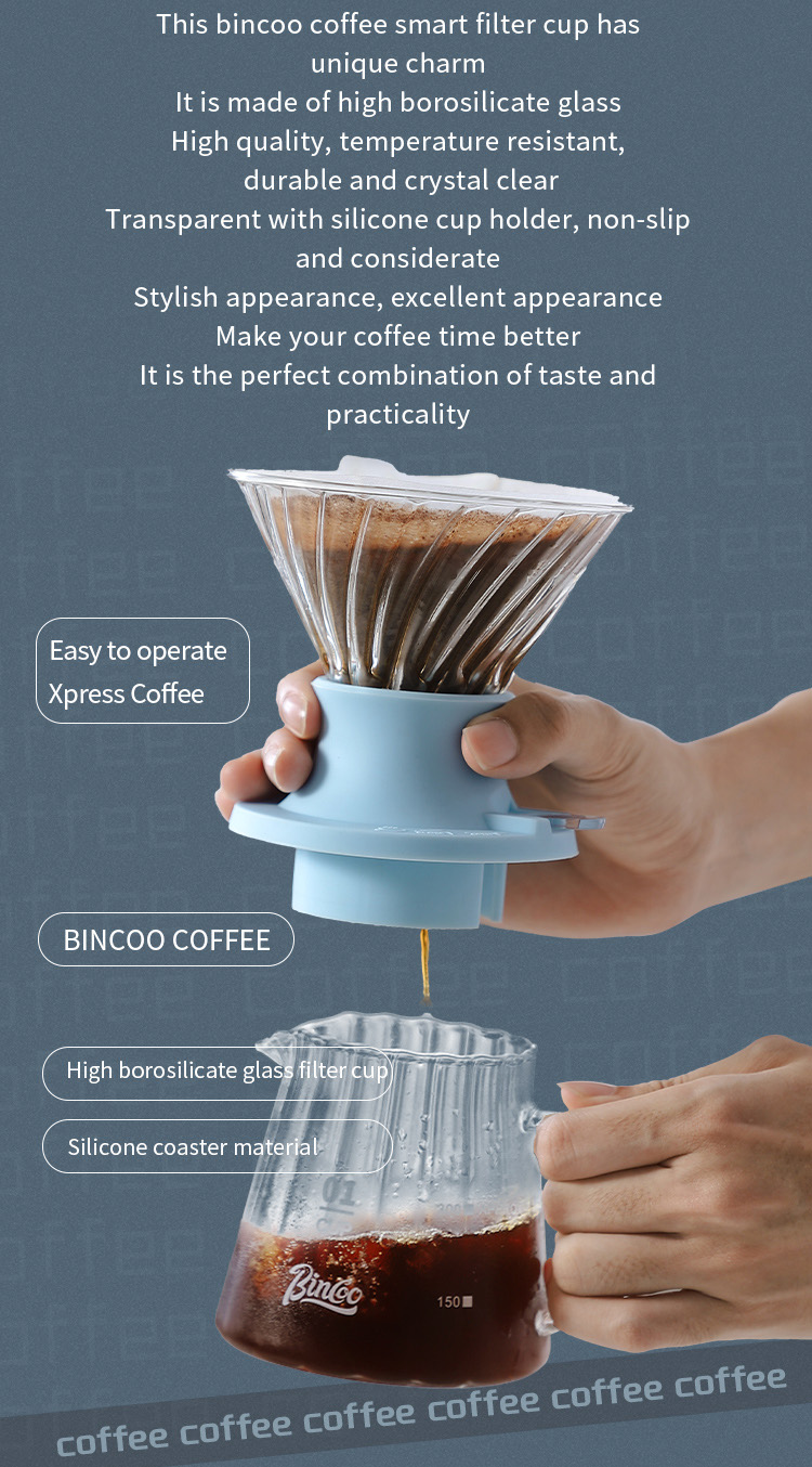 BINCOO Colorful Smart Filter Cups Hand Brewed Coffee Filter Glass Drip ...
