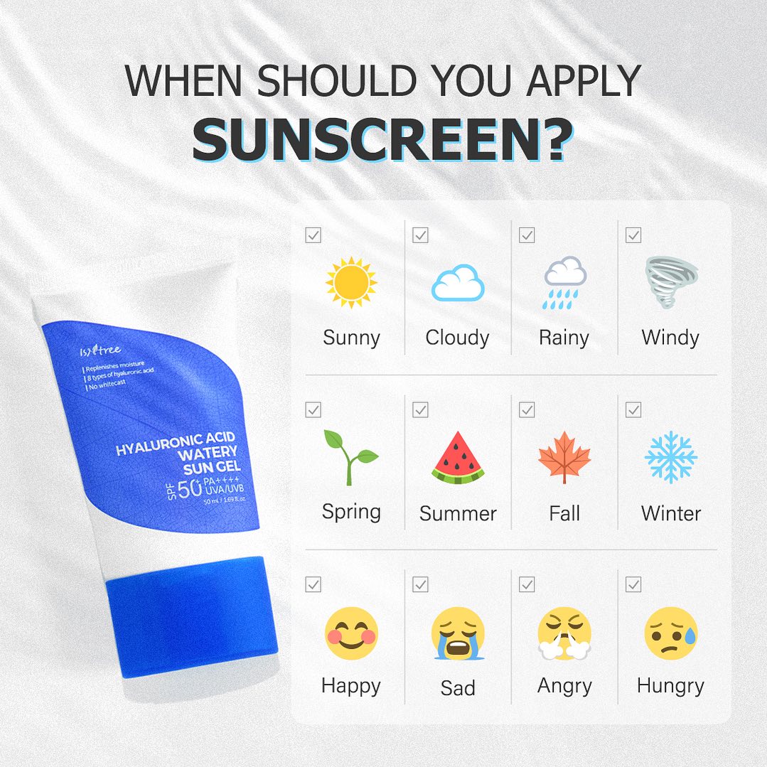 Korea Isntree Sunscreen 50ml, Isntree Hyaluronic Acid Watery Sun Gel ...