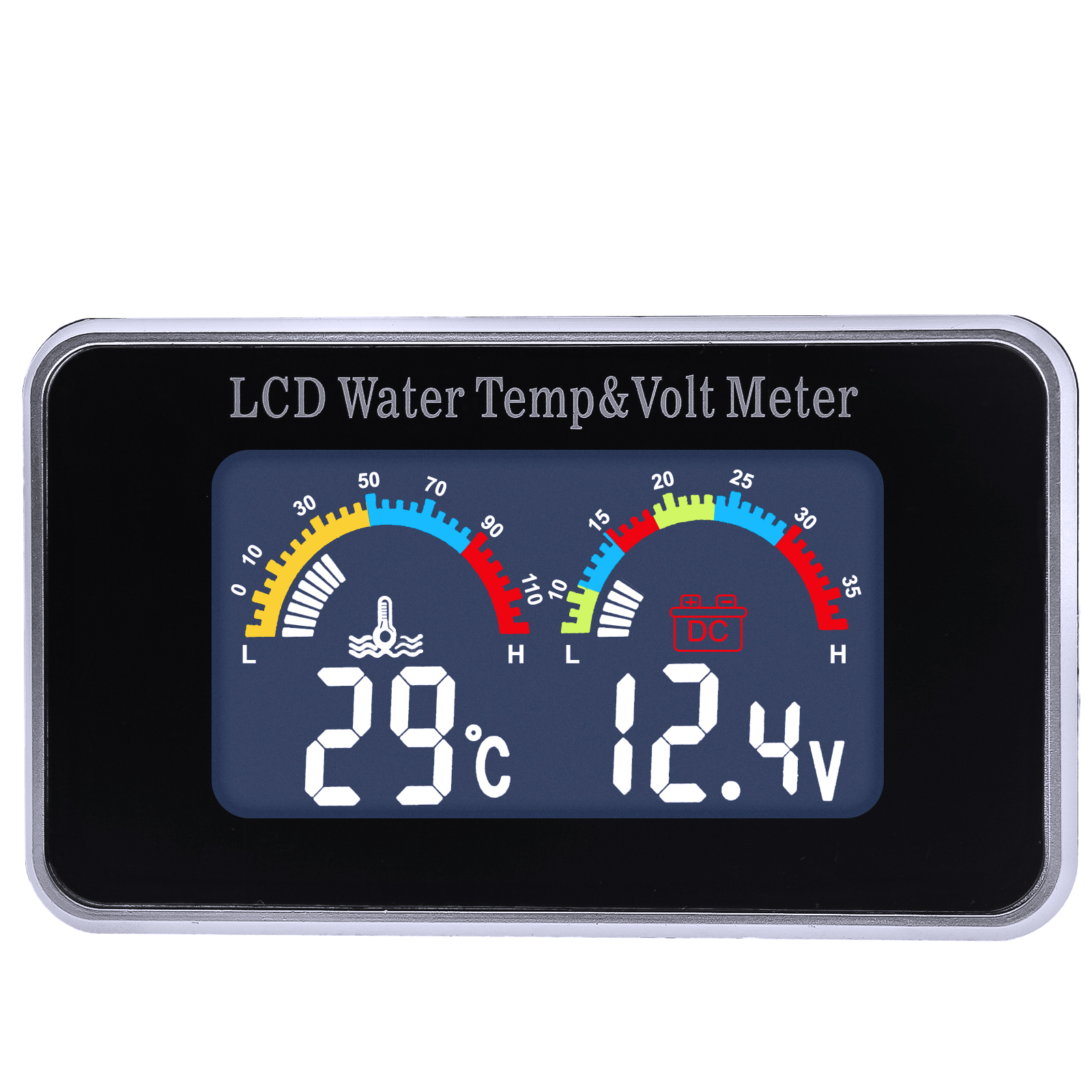 ⚡2 in 1 Digital Water Temperature & Voltmeter Meter with Waterproof LCD ...