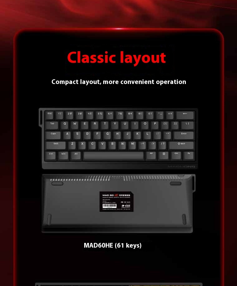 MADLIONS MAD 60/68HE Eesports Magnetic Switch Keyboard With Streamlined configuration, Low ...