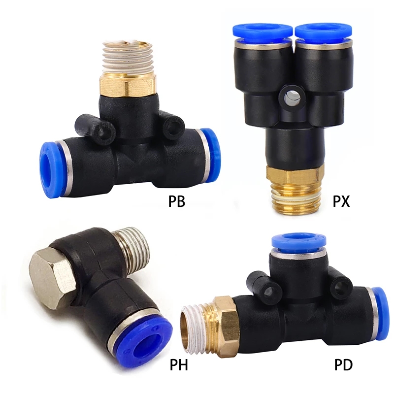 PB/PX/PH/PD Tube OD Male Thread Size Coupler Y Style Push In Fittings ...