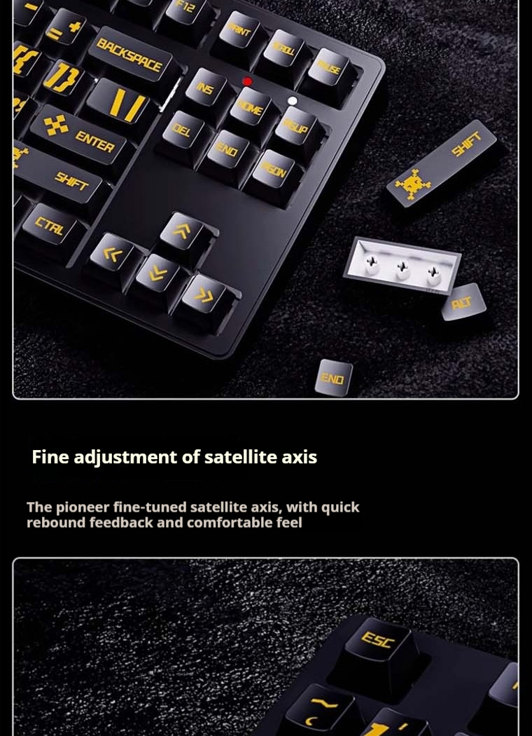 EWEADN MT87/MT108 Black and gold three-mode mechanical keyboard Long life full key no impact ...