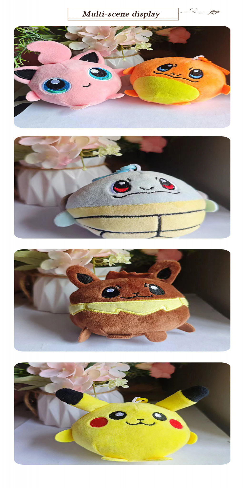 10cm Pokémon plushie keychain Pikachu Charmander Squirtle Anime Bag ...