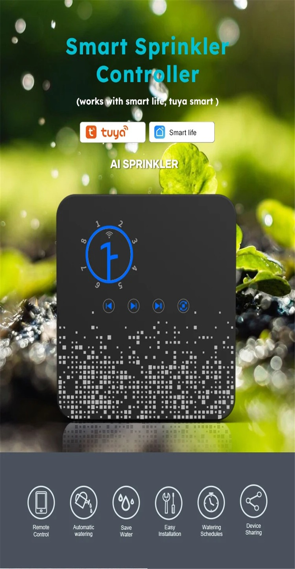 Tuya Smart WiFi Sprinkler Controller 8 Zones Irrigation Timer Automatic ...