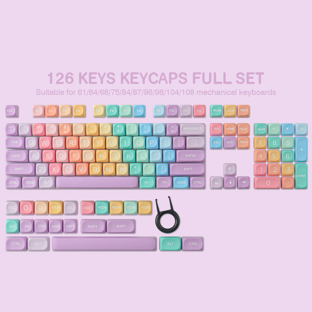 Soft Candy keycaps 126 Keys keycaps MOA Profile DYE-SUB Personalized ...