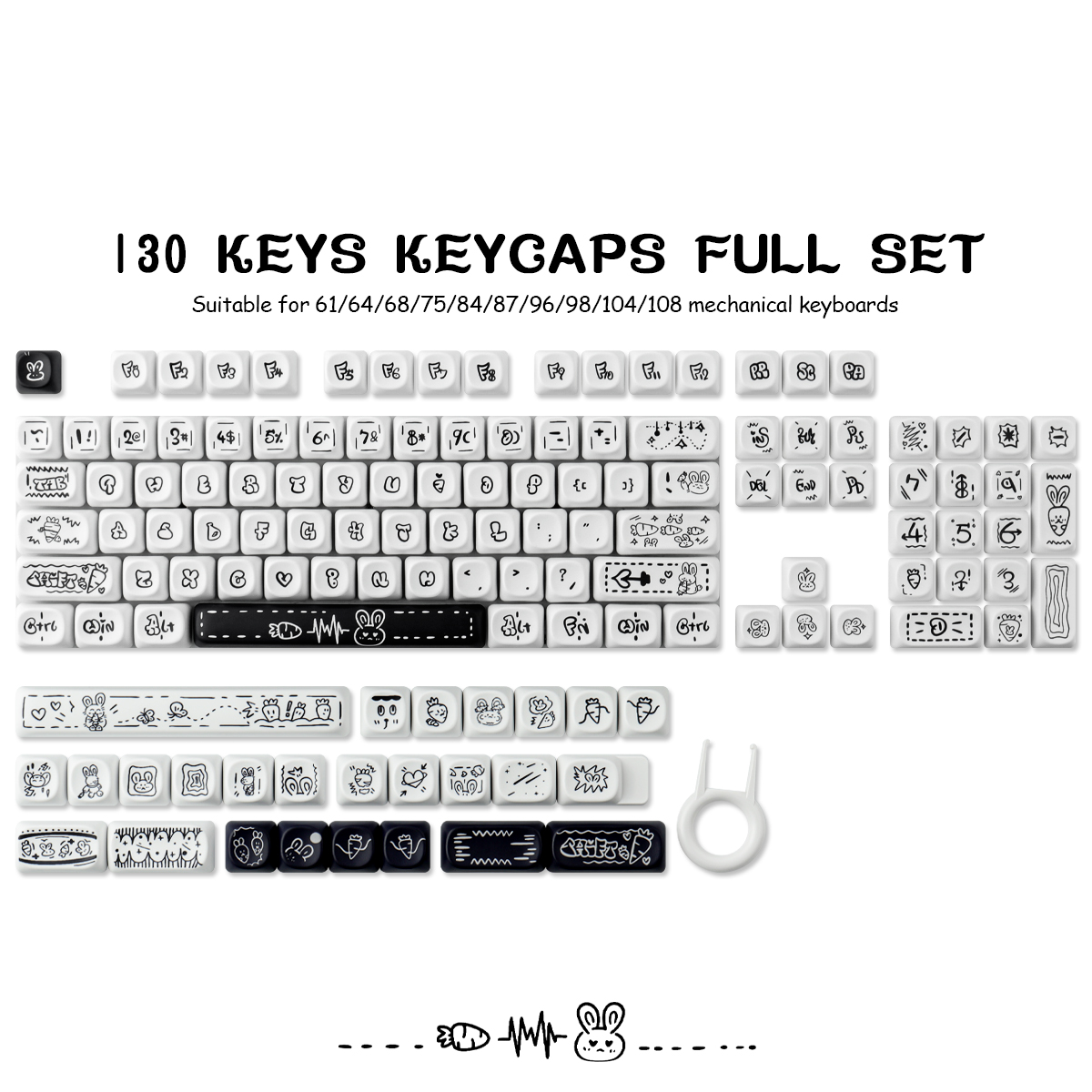 Carrot Rabbit keycaps 130 Keys keycaps MOA Profile DYE-SUB Personalized ...