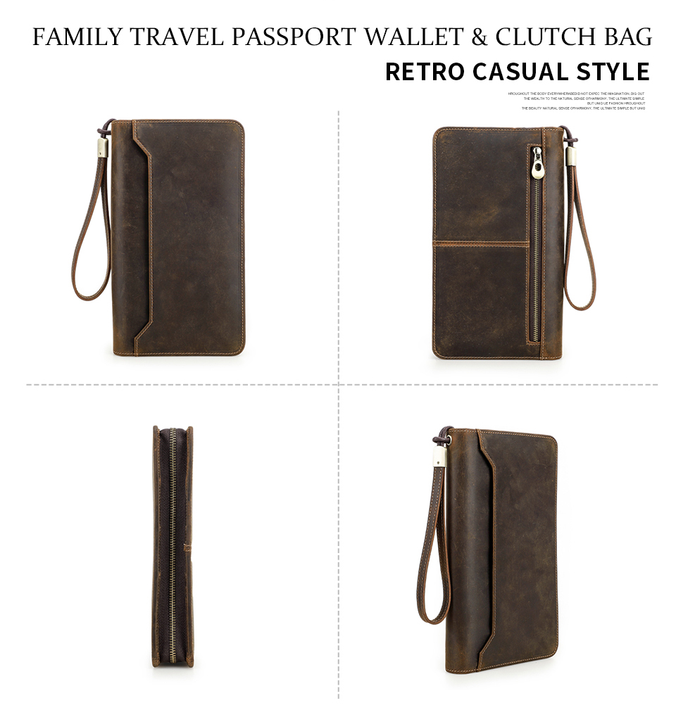 CONTACT'S Genuine Leather Family Passports Holder Wallet Men Clutch Bag ...