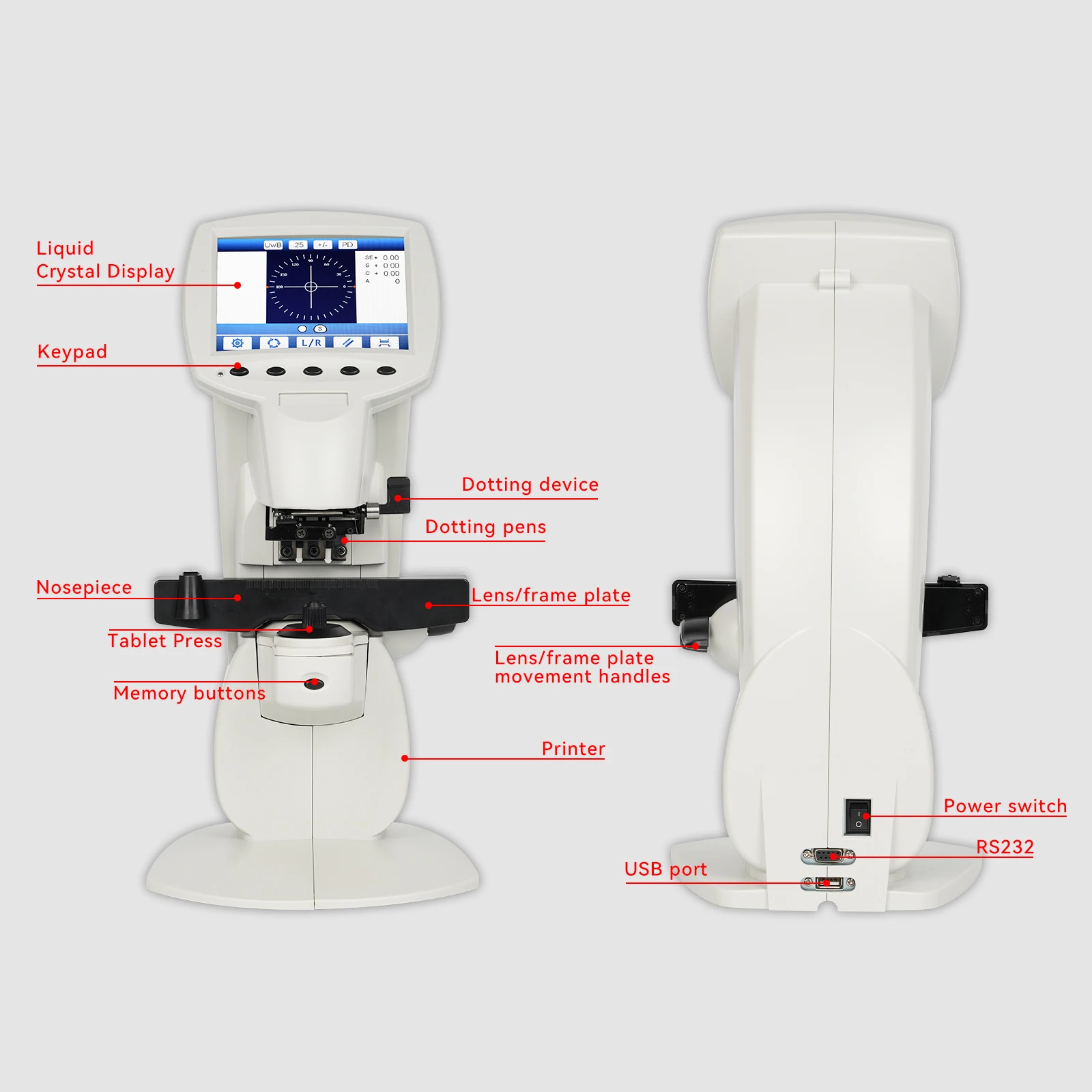 AIST Optics Digital Auto Lens Meter UV PD Printing Focimeter Lensometer ...