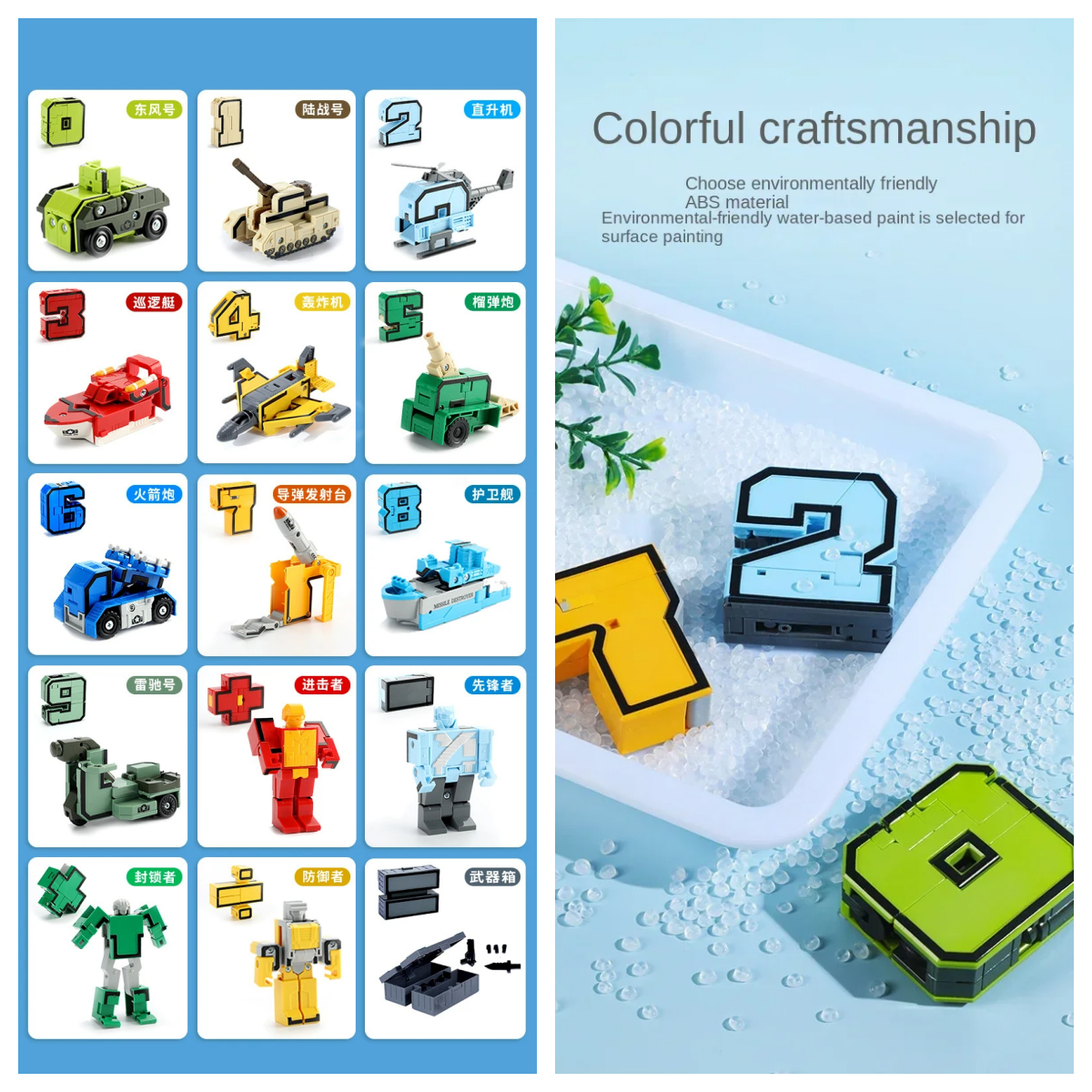 DIY Number Deformation Robot Toys Educational Assembly Building Blocks ...