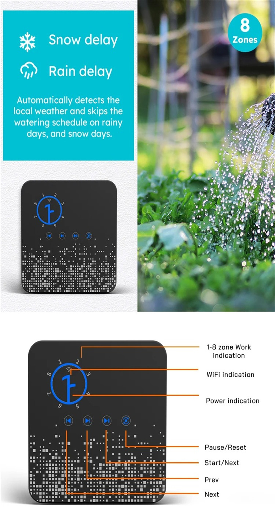 Tuya Smart WiFi Sprinkler Controller 8 Zones Irrigation Timer Automatic ...