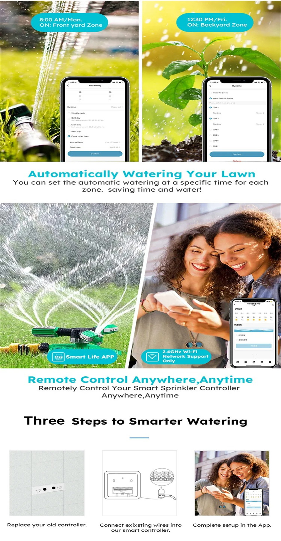 Tuya Smart WiFi Sprinkler Controller 8 Zones Irrigation Timer Automatic ...