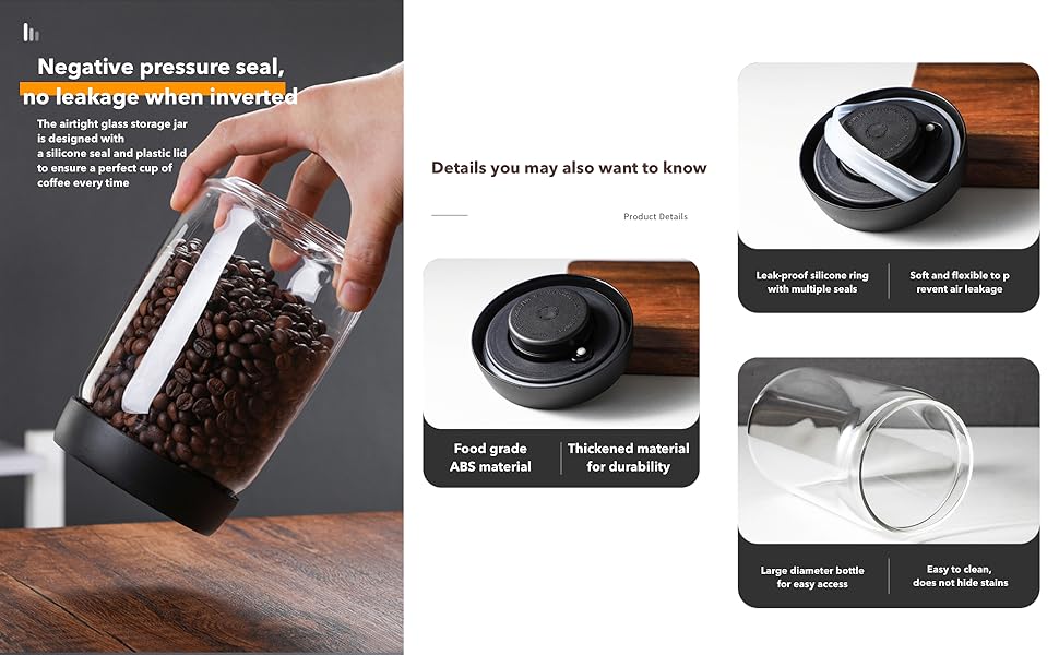 【NEW STYLE】 500/900/1200/1800ml Vacuum Coffee Beans Storage Bottles ...