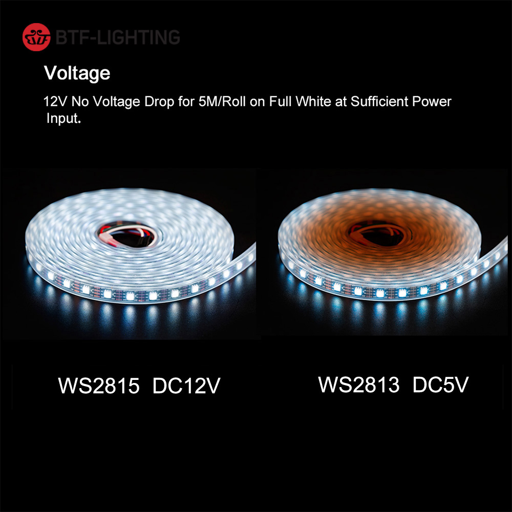 BTF-LIGHTING Dual-Signal 12V WS2815 RGB IC LED Pixels Strip Light 5m 30 ...