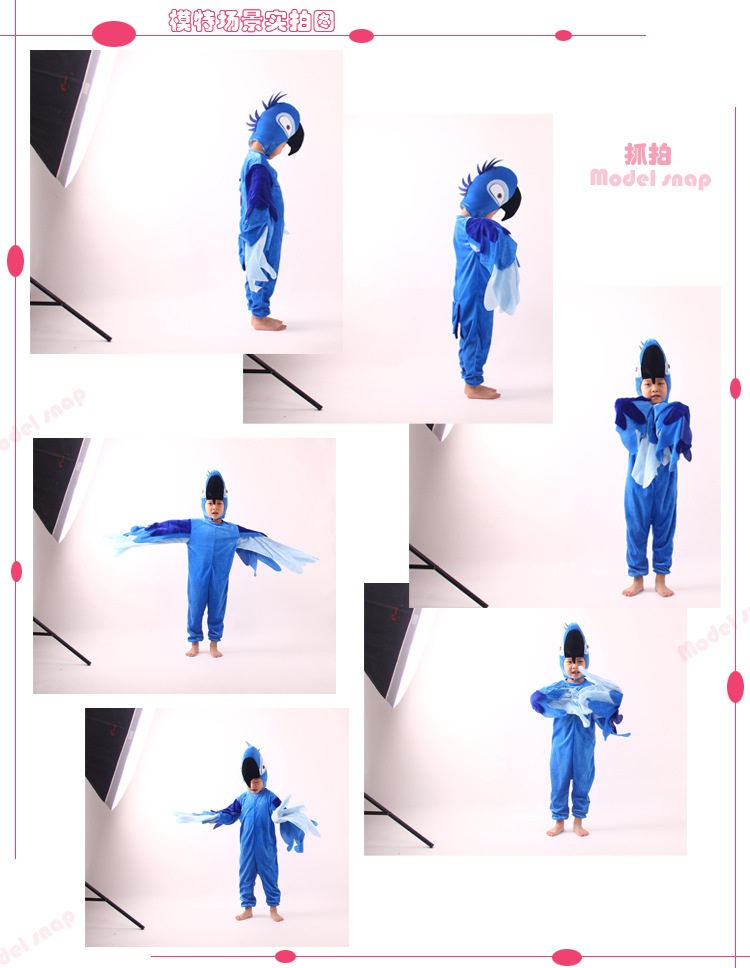 Children Unique Cartoon Animal Parrot Costume Red Gold Velvet Four ...