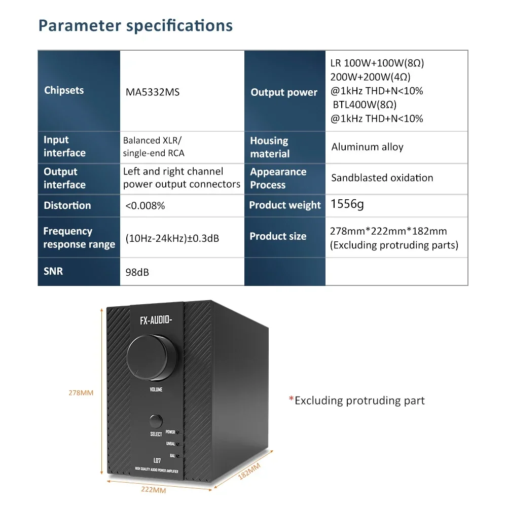 Fx-audio L07 Full Balance Digital Power Amplifier HIFI Fever 200W High ...