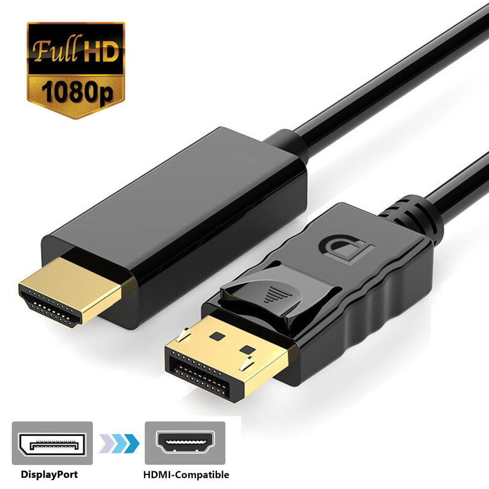 DP DisplayPort to HDMI-Compatible Adapter Connect Converter 1.8m Cable ...