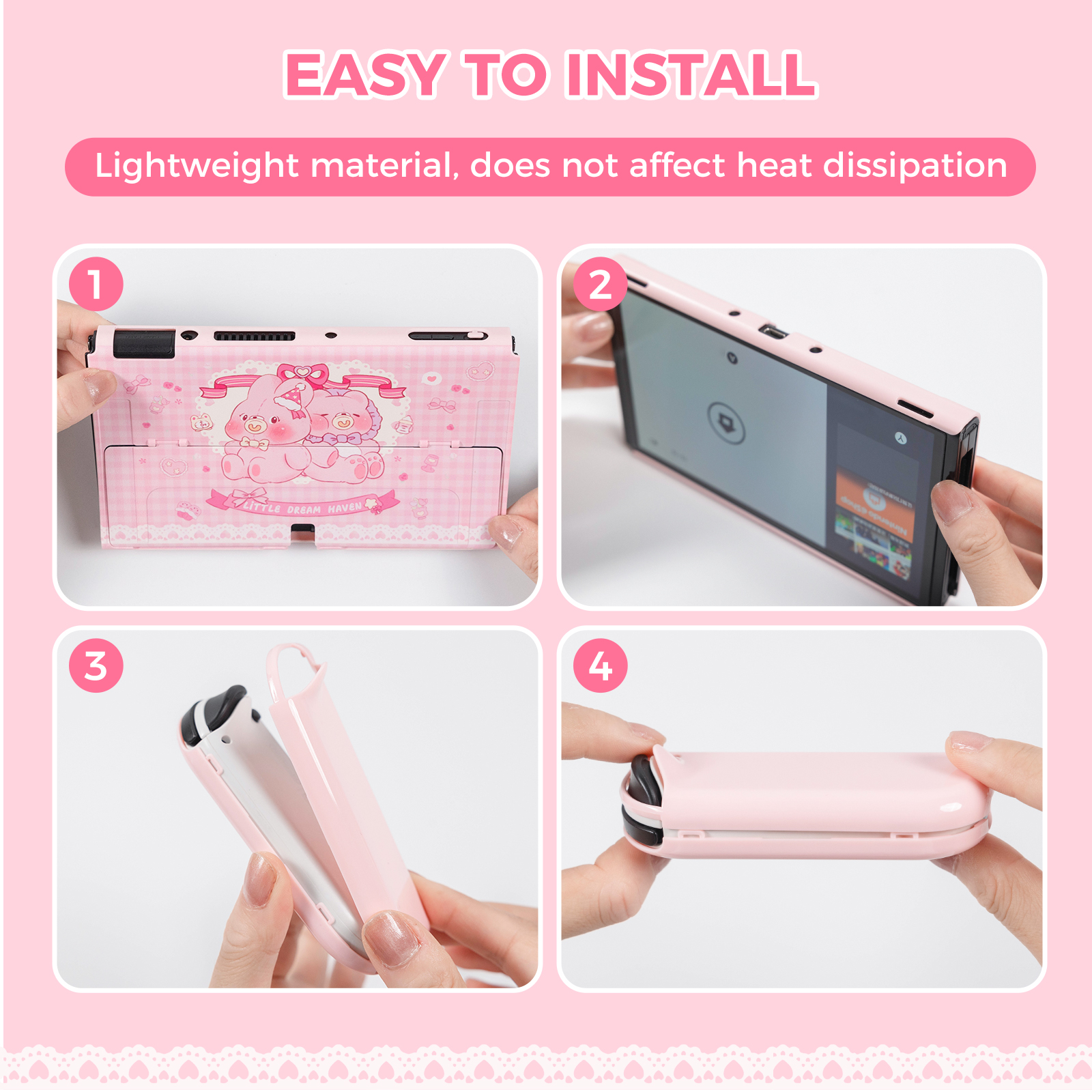 IINE Pink Protective Case for Switch Oled / Use PC material & Perfectly ...