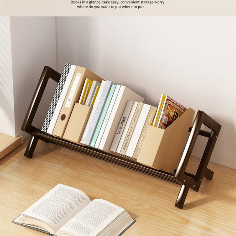 Small bookshelf on the desk Solid wood storage shelf Small office ...