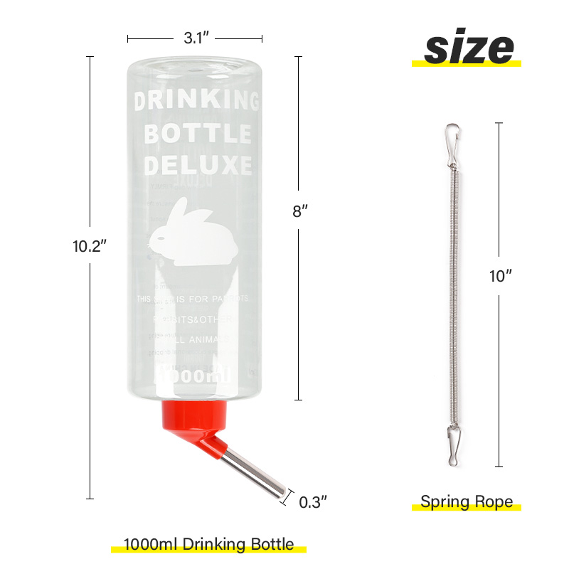 1 Pc 1000ml Rabbit Drinking Plastic Water Bottle Dispenser Feeder ...
