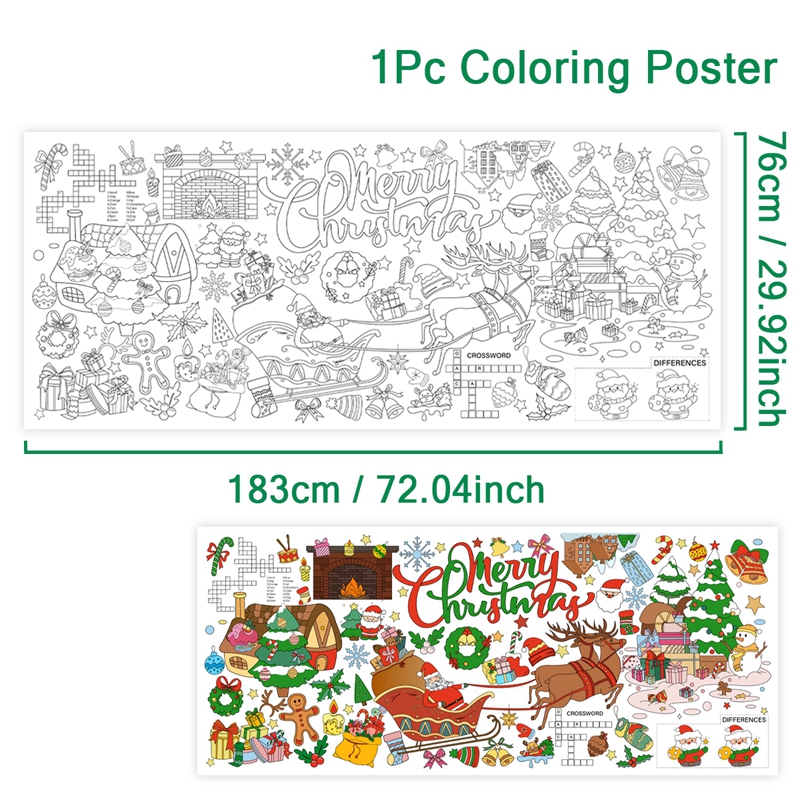 Christmas Coloring Poster Santa Claus Snowman Gingerbread Man Pattern ...