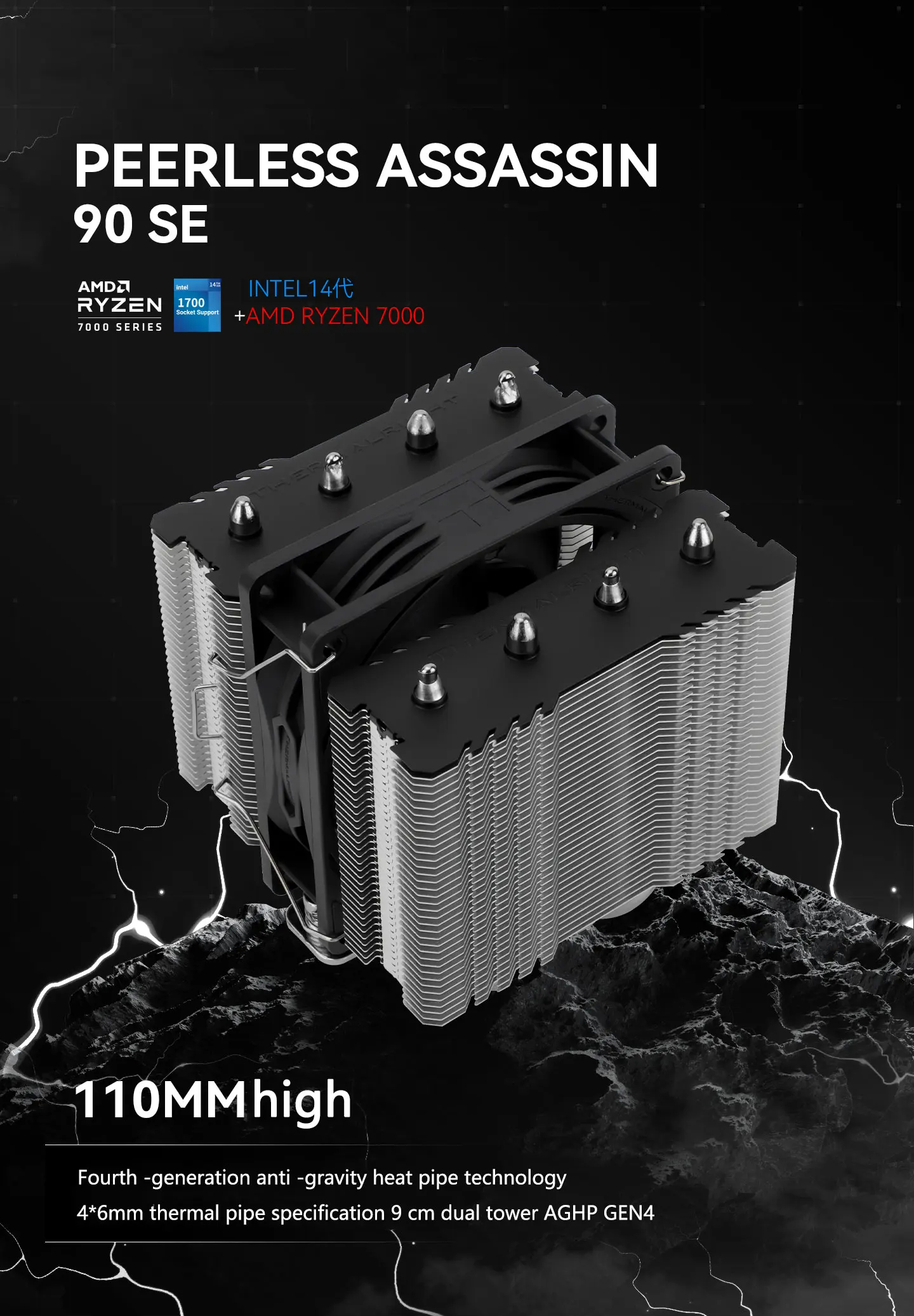 Thermalright TR-PA90 SE White CPU Air Cooler heat sink 4 heat pipe dual ...