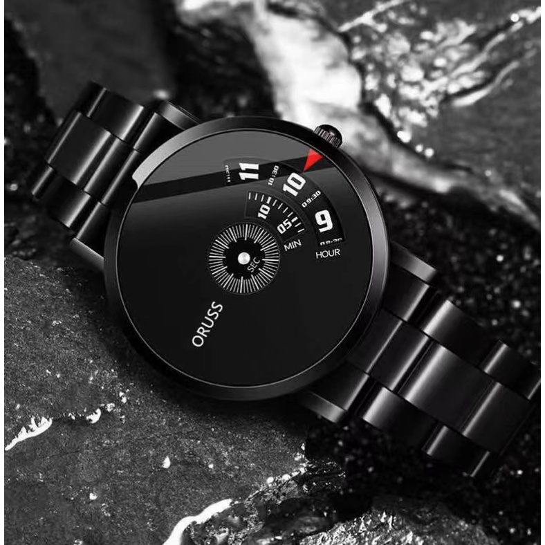 ORUSS Original Men Stainless Steel Luxury Black/Silver Fashion Unique ...