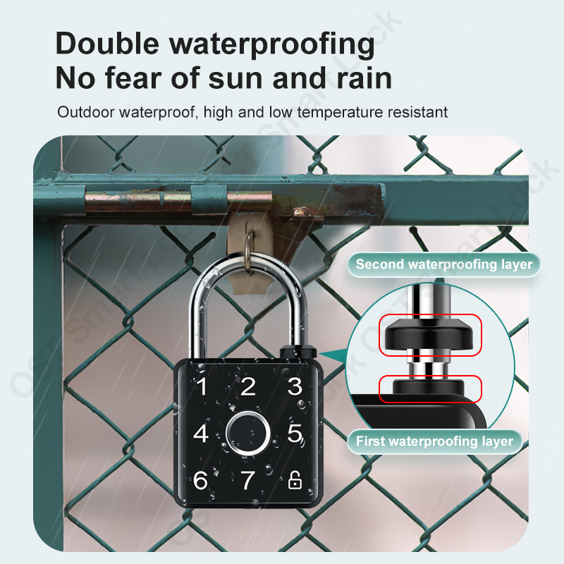 OUSHITE Heavy Duty Smart Padlock With Mechanical Key Outdoor Waterproof ...