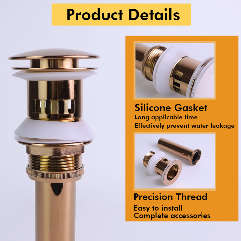 Long Pop Up Waste Drain Brass Body with Net Bracket Cage Wash Basin ...