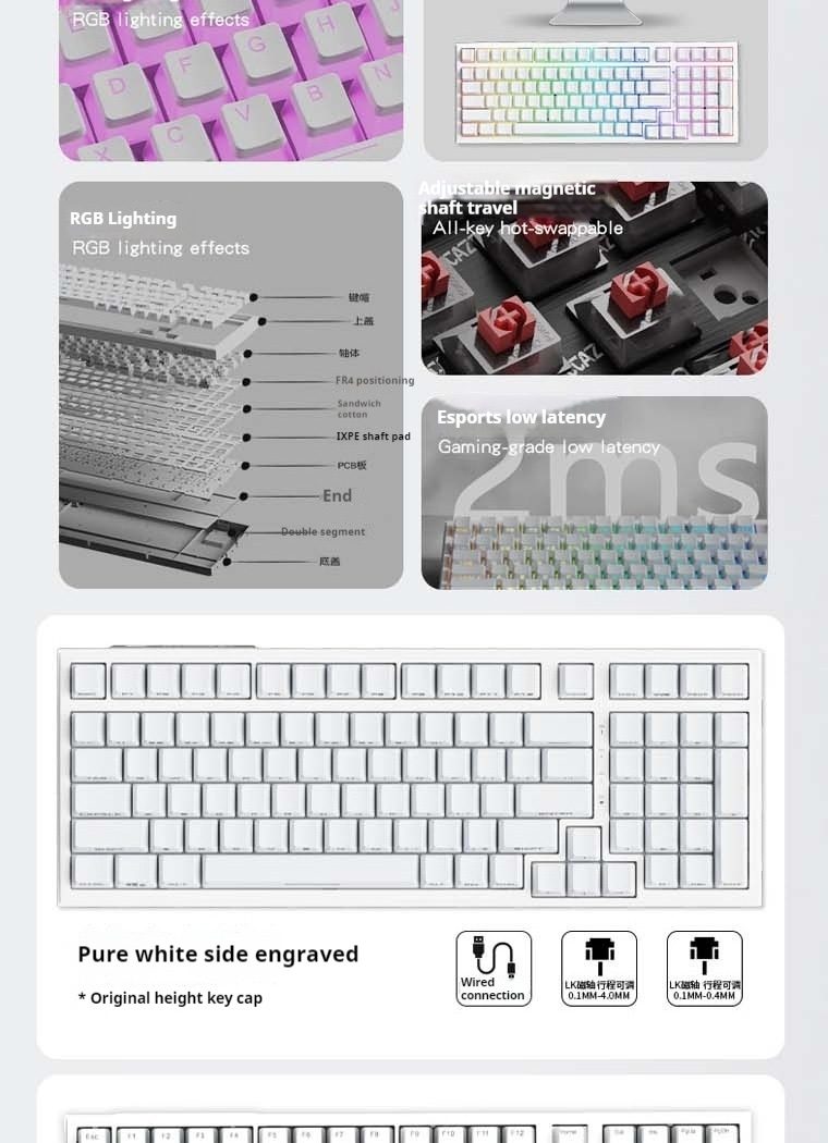 RECCAZR M99 Magnetic axis Mechanical keyboard Full Key Hot swappable ...