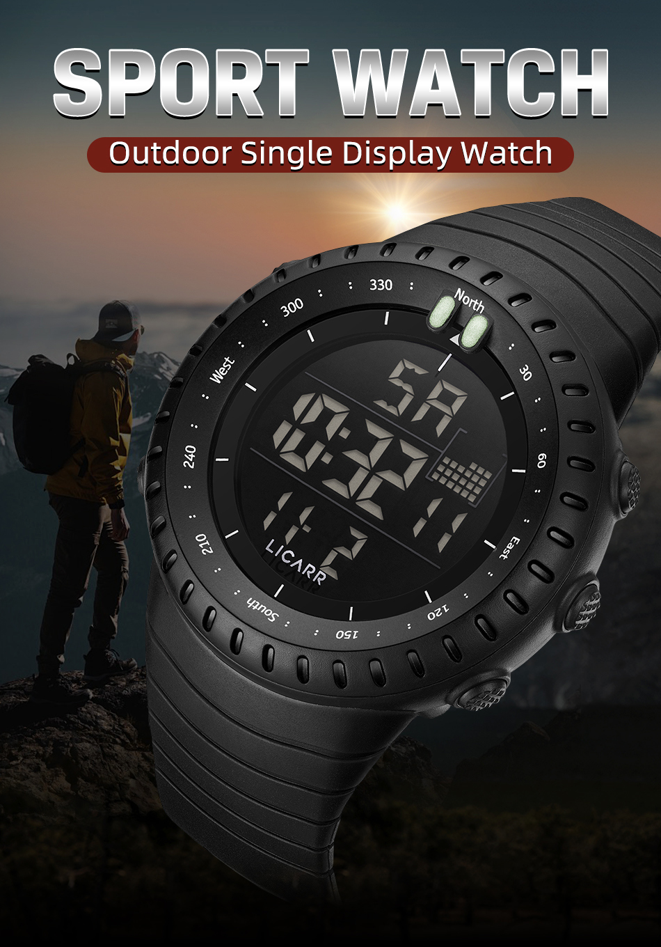 LICARR Men's original brand watches Trendy casual men's watches waterproof luminous chronograph ...