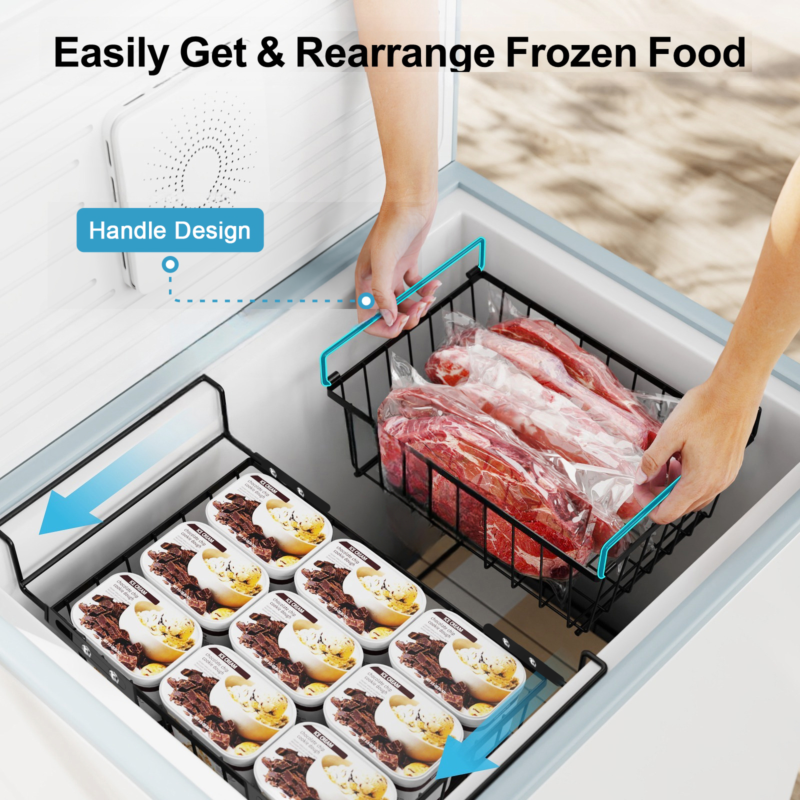 Cambond 4/8 Packs Stackable Chest Freezer Basket Organizer Fridge ...