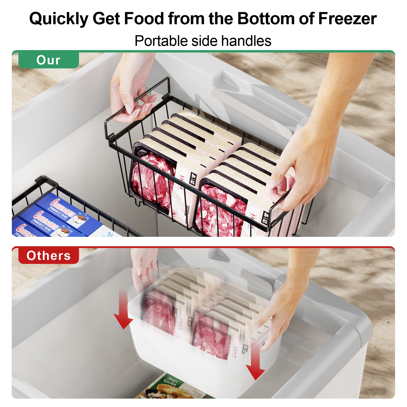Cambond 4/8 Pieces Chest Freezer Basket Stackable and Hanging Chest ...