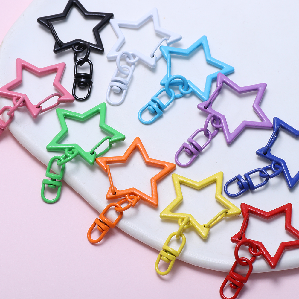 Star Keychain Lobster Buckle With Snap Ring Flat Ring 10pcs Color ...