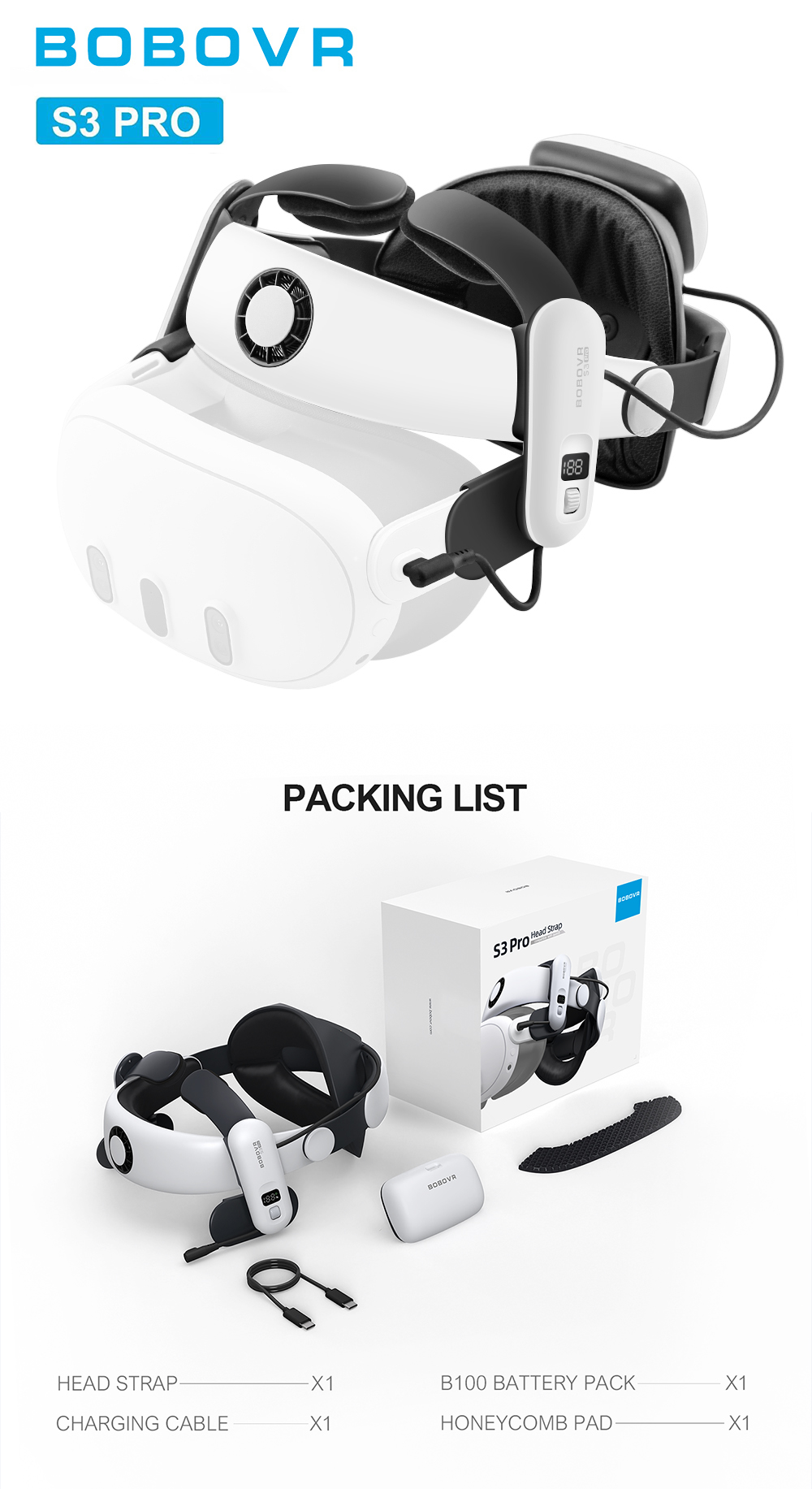 BOBOVR Head Strap Suitable for Meta Quest 3 M3 Max S3 Pro Super Strap ...