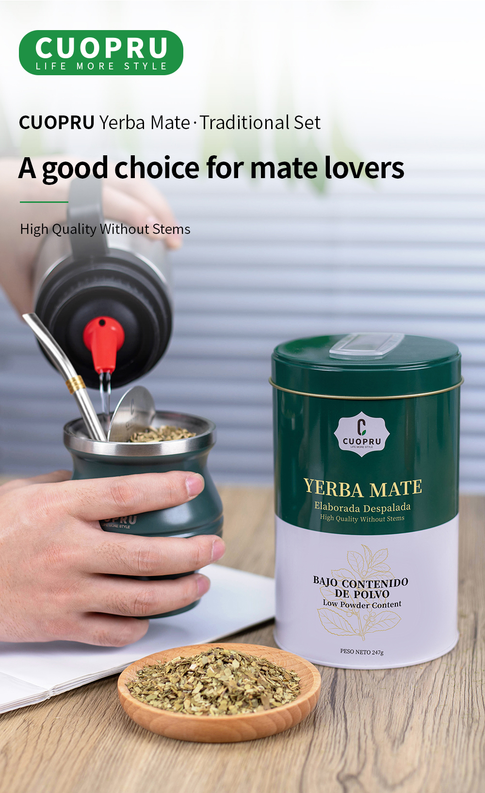 CUOPRU stemless yerba mate with tea can, light luxury 304 stainless ...