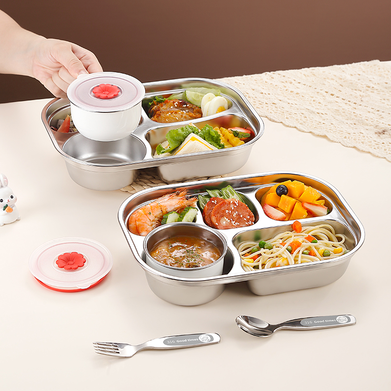 316 Stainless Steel dinner palte 2/3/4/5 Grid Stainless Steel Tray ...